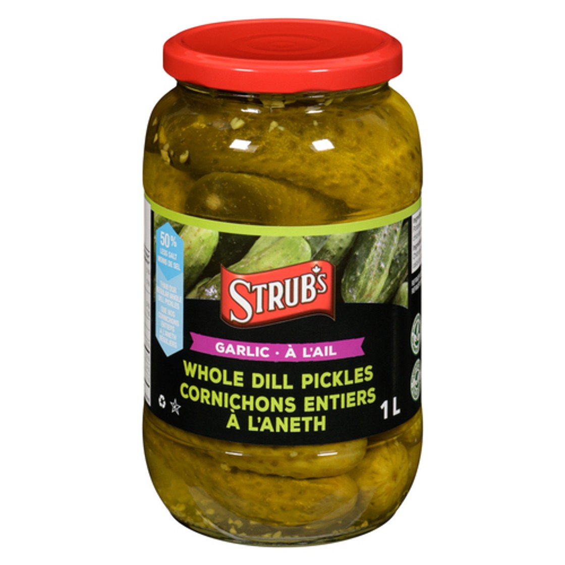Strub's Whole Dill Pickles 50% Less Salt Garlic 1 L - Voilà Online ...