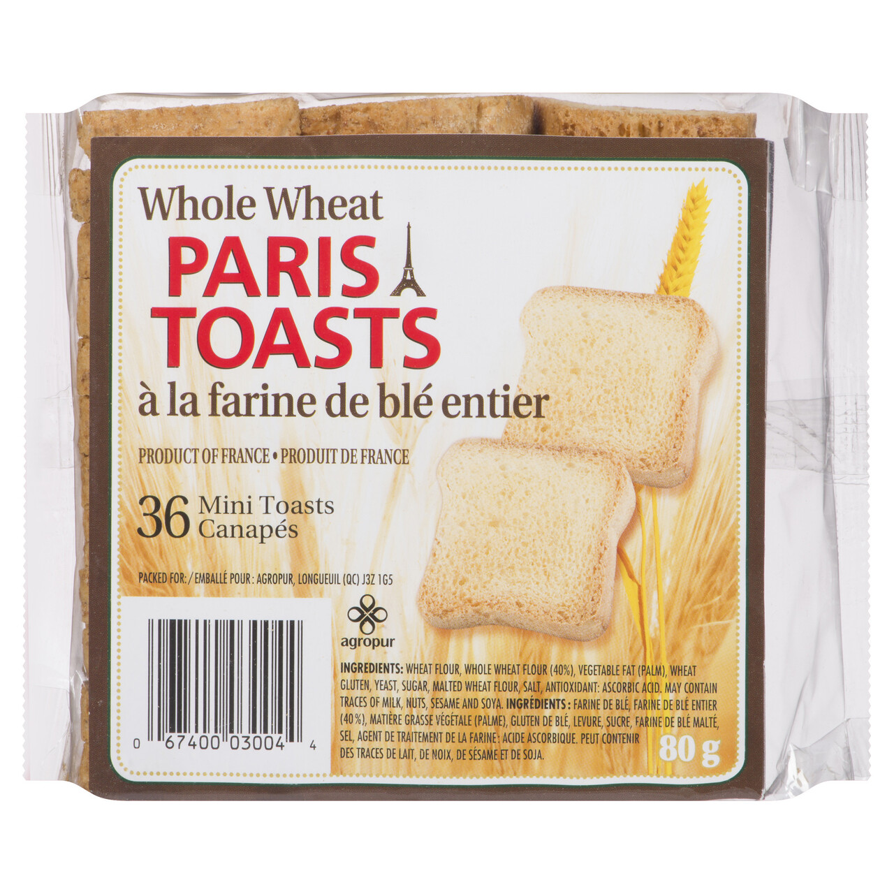 Paris Toast Whole Wheat Mini Toasts 80 g - Voilà Online Groceries & Offers