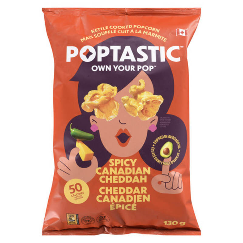 Poptastic Kettle Popped Popcorn Spicy Canadian Cheddar 130 g - Voilà ...