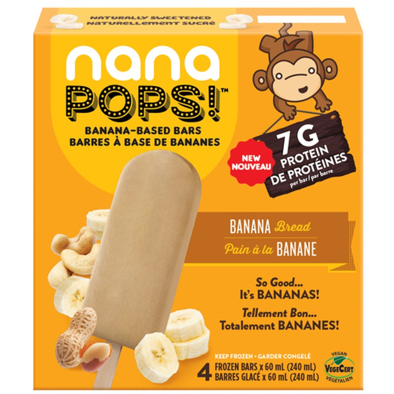 Nana Pops! Frozen Bars Banana-Based Banana Bread 4 x 60 ml - Voilà ...