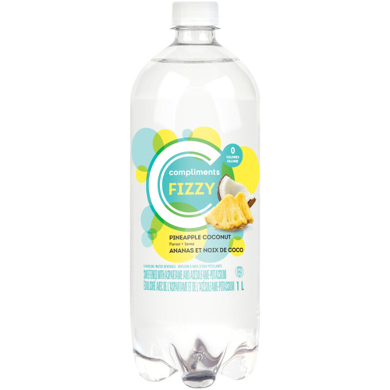 Compliments Sparkling Water Fizzy Pineapple Coconut 1 L (bottle ...