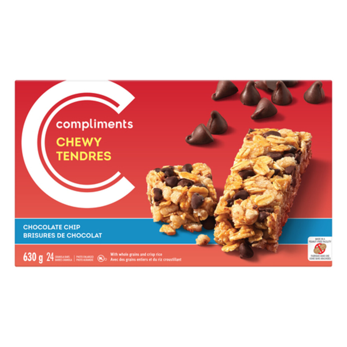 Compliments Granola Bars Chewy Tenders Chocolate Chip 24 Bars 630 g ...