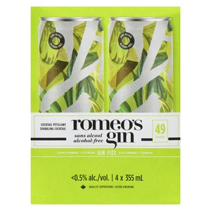 Romeo's Gin Alcohol-Free Drink Gin Fizz 4 x 355 ml (cans) - Voilà ...
