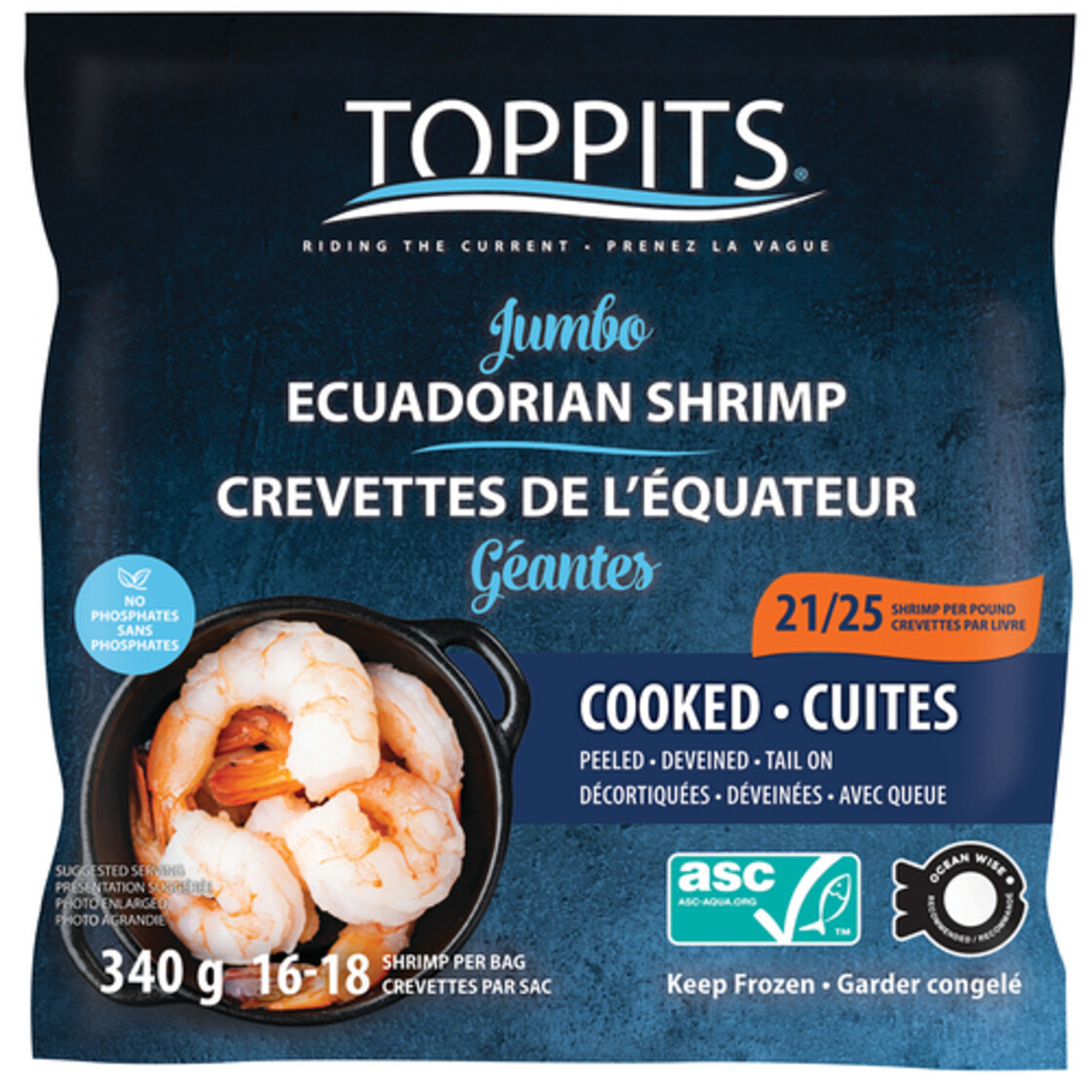 Toppits Frozen Shrimp Cooked Tail Ecuadorian 340 g - Voilà Online ...