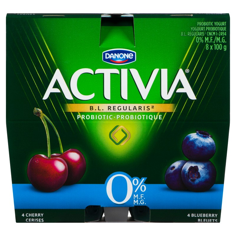 Activia 0% Probiotic Yogurt Blueberry Cherry 8 x 100 g - Voilà Online ...