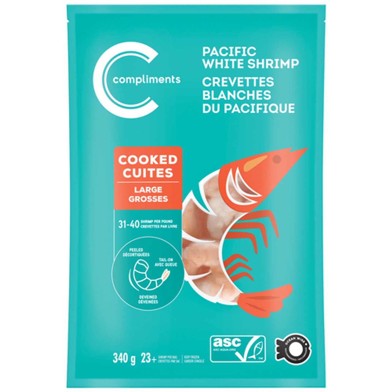 Compliments Frozen Cooked Peeled Tail On Pacific White Shrimp 31-40 ...
