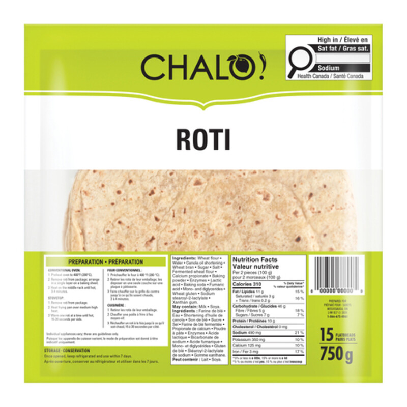 Chalo! Roti Wrap 15 Pack 750 g - Voilà Online Groceries & Offers