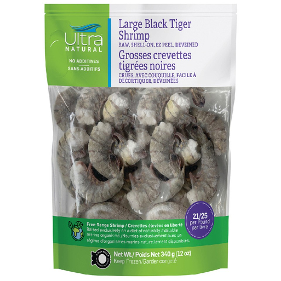 Ultra Frozen Black Tiger Shrimp Raw Shell-On Ez Peel Large 340 g ...