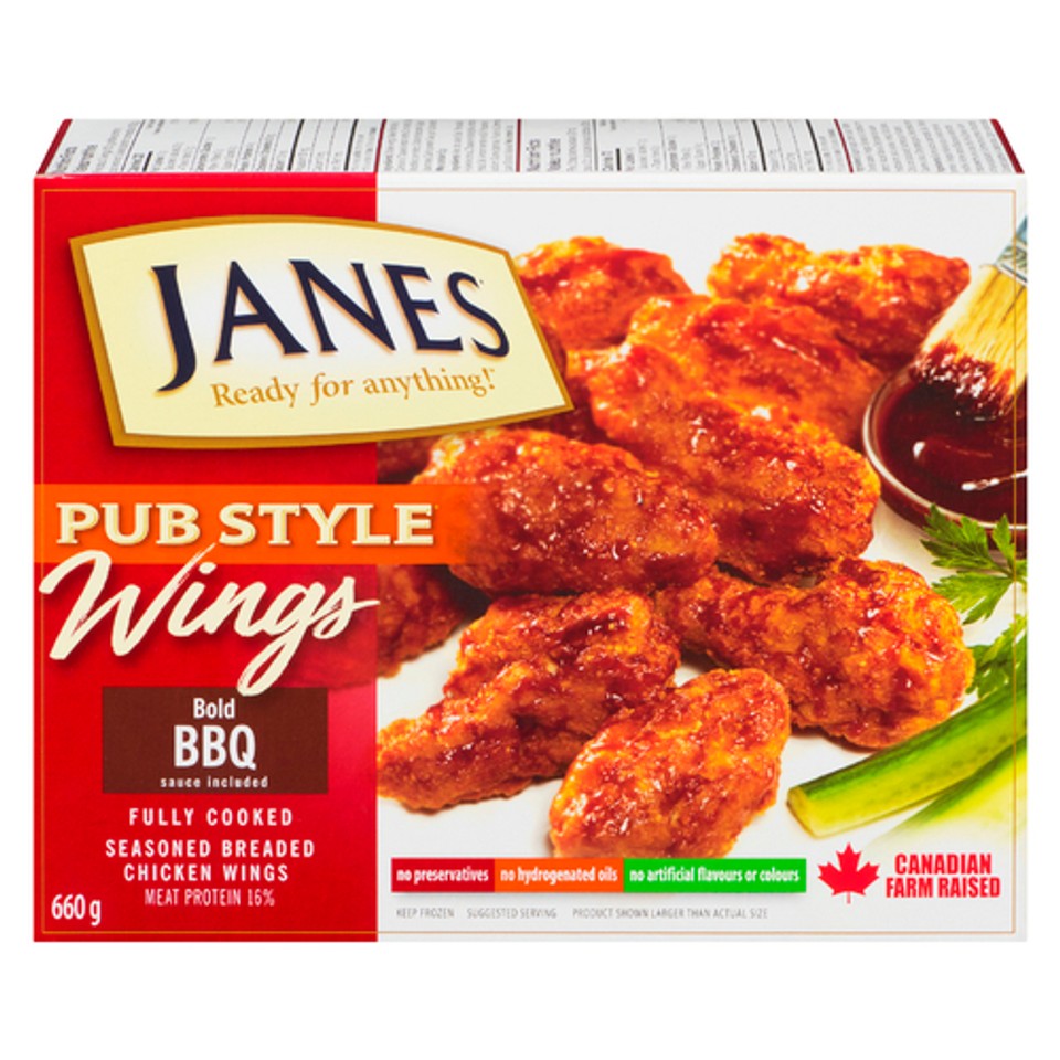 Janes Frozen Chicken Wings Pub Style Fully Cooked With Smokey Hickory ...