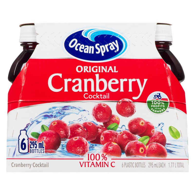 Ocean Spray Juice Cocktail Original Cranberry 6 x 295 ml (bottles ...