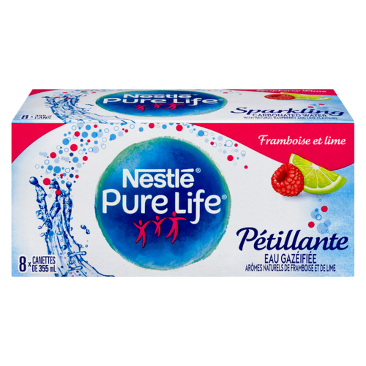 Nestlé Pure Life Sparking Water Raspberry Lime 8 x 355 ml (cans ...