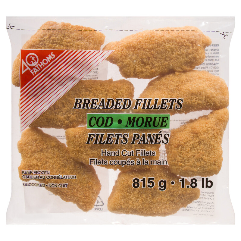 40 Fathoms Frozen Cod Fillets Breaded 815 g - Voilà Online Groceries ...