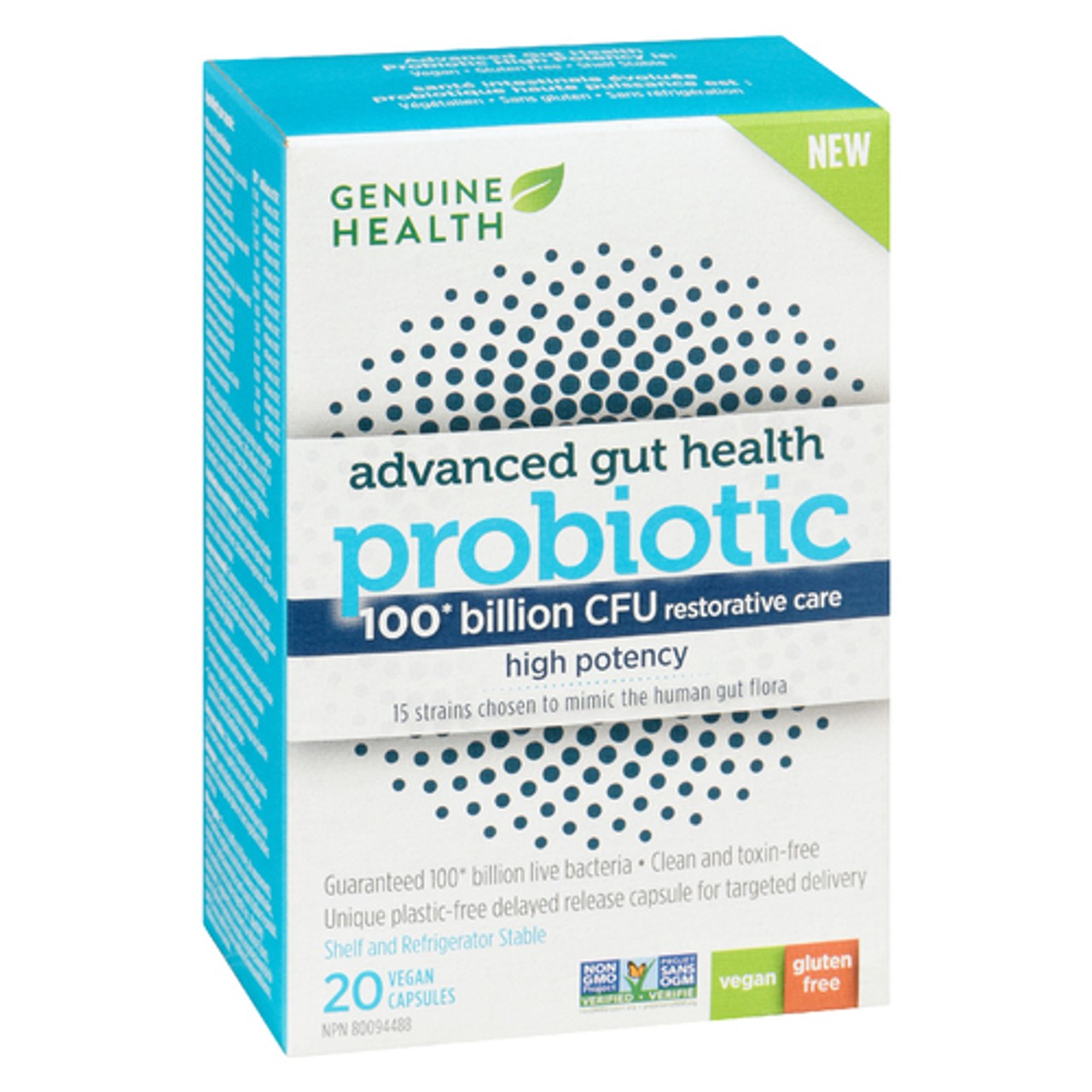 Genuine Health Advanced Gut Health 100 Billion Probiotic Capsules 20 ...