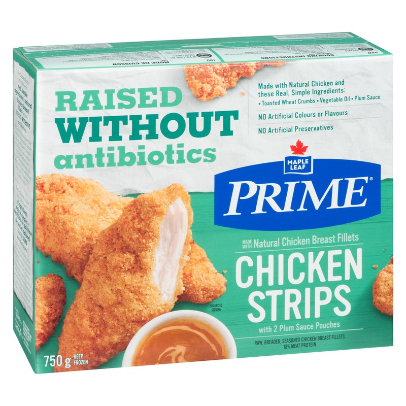 Maple Leaf Prime Frozen Chicken Strips Raised Without Antibiotics 750 g ...