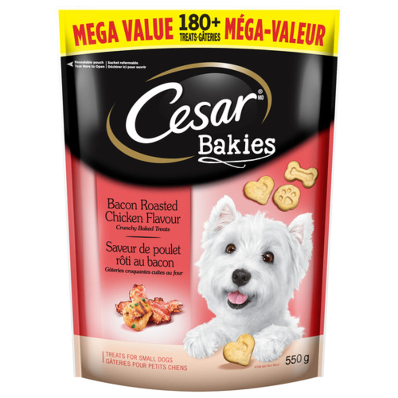 Cesar Bakies Small Adult Dog Treats Crunchy Bacon Roasted Chicken 550 g ...