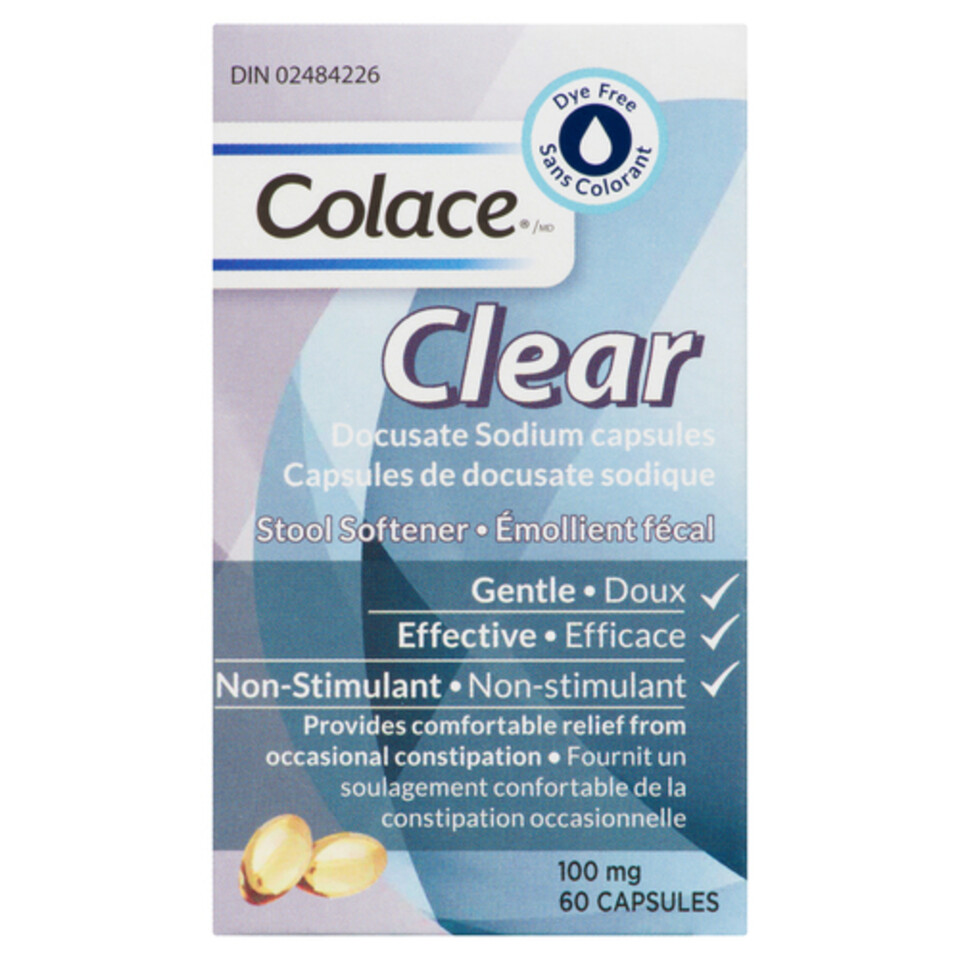 Colace Clear Docusate Sodium Capsules 60 EA - Voilà Online Groceries ...