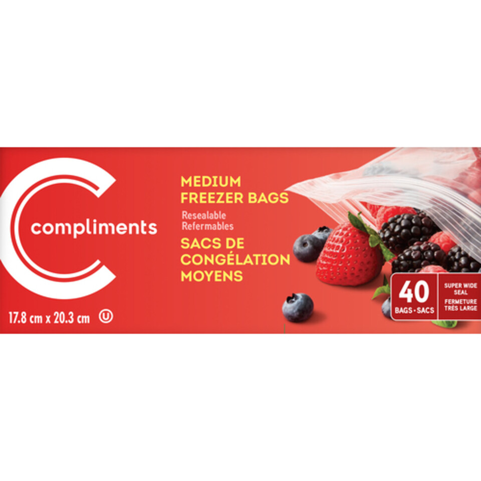Compliments Freezer Bags Medium 40 Count - Voilà Online Groceries & Offers