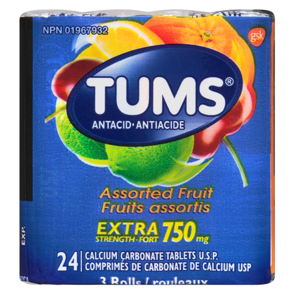 Tums Antacid Calcium Supplement Extra Strength Tablets Assorted Fruit 3 ...