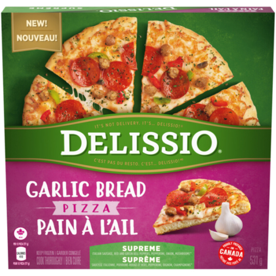 Nestlé Delissio Pizza Garlic Supreme 531 g (frozen) - Voilà Online Groceries & Offers