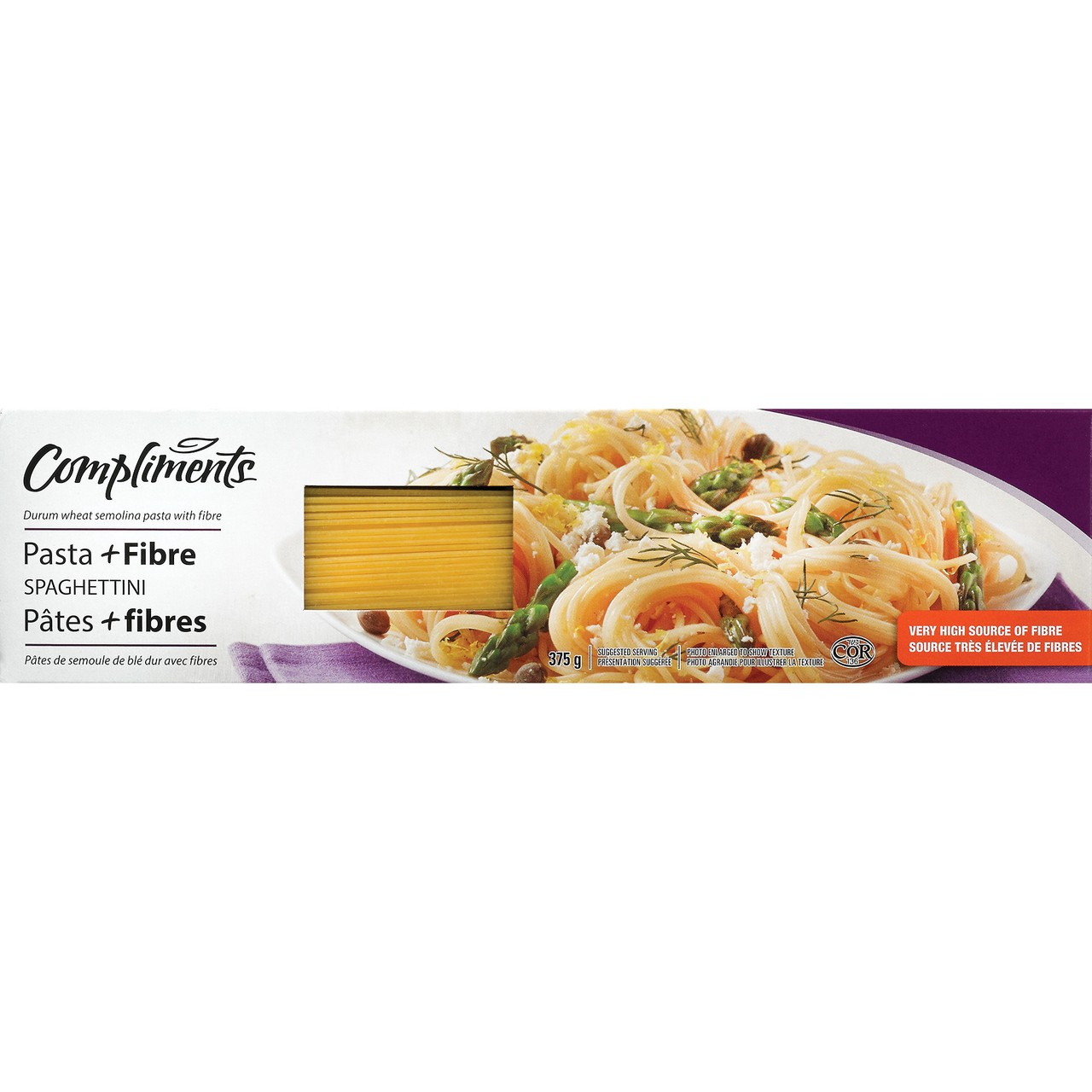 Compliments Spaghettini Pasta + Fibre 375 g - Voilà Online Groceries ...