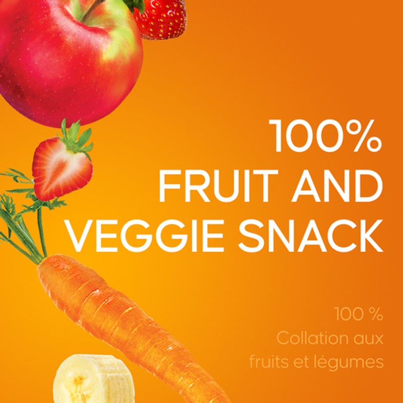 SunRype Fruit to Go 100% Fruit Snack Apple Strawberry Banana Carrot 14 ...