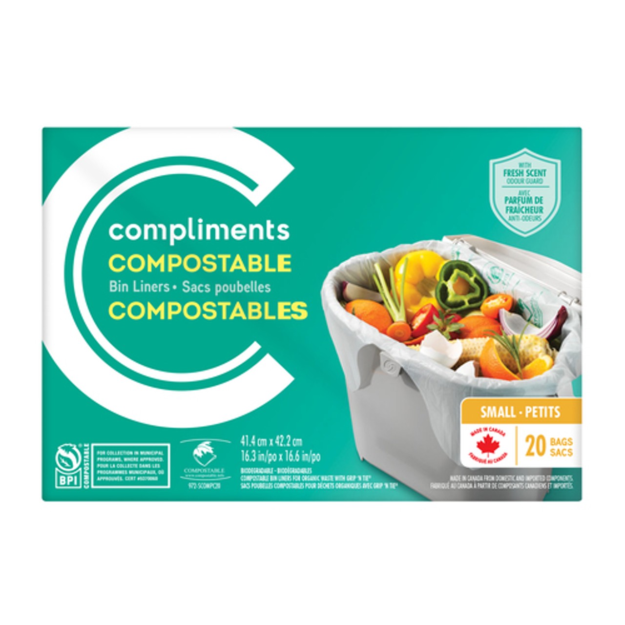 Compliments Compostable Bin Liners Scented Small 20 Bags - Voilà Online ...