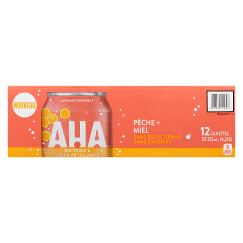 AHA Sparkling Water Peach Honey 12 x 355 ml (cans) - Voilà Online Groceries & Offers