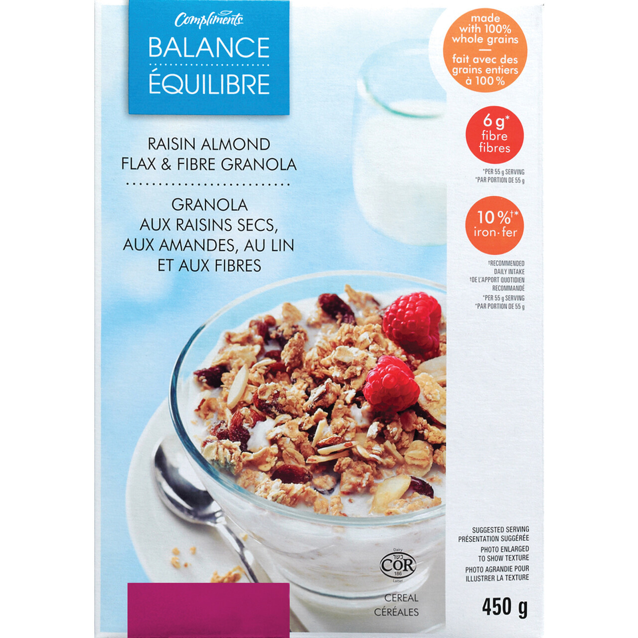 Compliments Balance Granola Cereal Raisin Almond Flax & Fibre 450 g ...