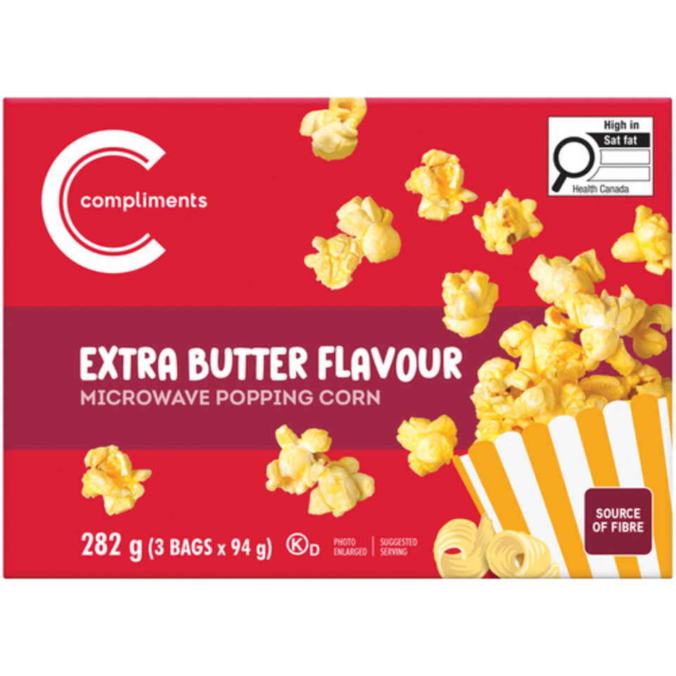 Compliments Popping Corn Extra Butter 3 x 94 g - Voilà Online Groceries ...