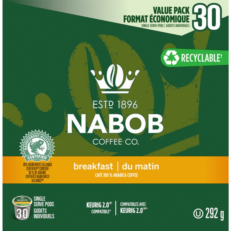 Nabob Breakfast Blend Coffee Keurig K-Cup Pods 292 g 30 Pods - Voilà ...