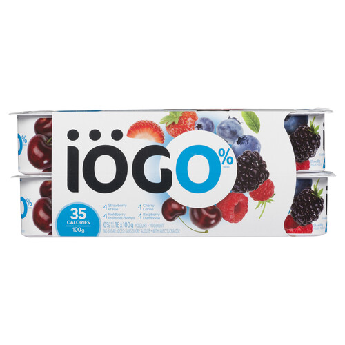 iÖGO 0% Yogurt Strawberry Raspberry Cherry and Blueberry 16 x 100 g ...