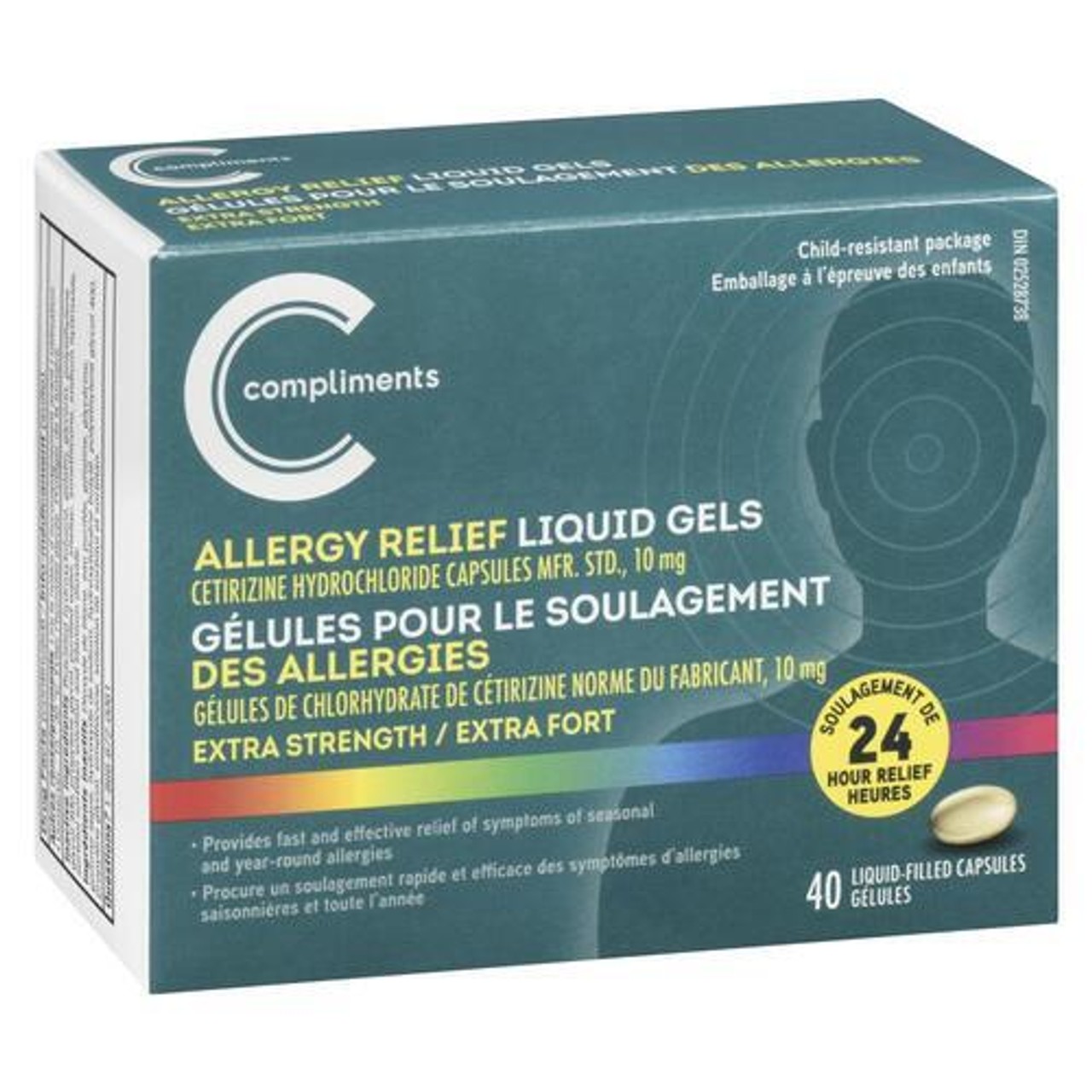 Compliments Allergy Relief Liquid Gels Capsules Extra Strength 40 Count ...