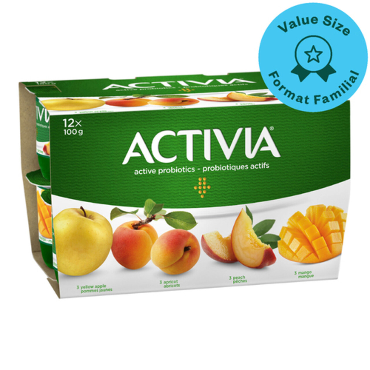 Activia Probiotics Yogurt Yellow Apple Apricot Mango Peach Value Size ...