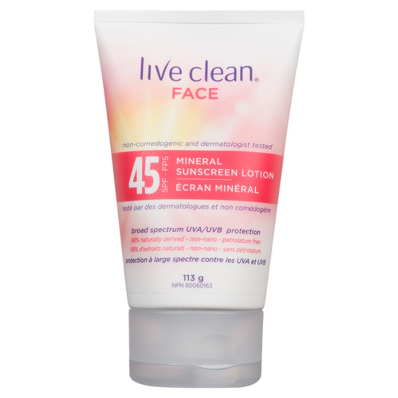Live Clean Face Mineral Sunscreen Lotion SPF 45 113 g - Voilà Online ...