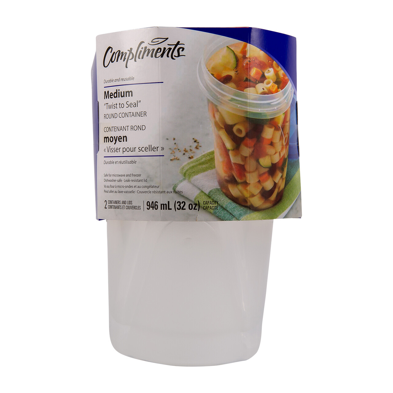 Compliments Containers Medium Twist & Lock Round 2 Count - Voilà Online ...
