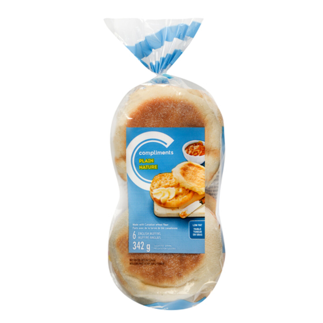 Compliments English Muffins Plain 6 Pack 342 g - Voilà Online Groceries ...