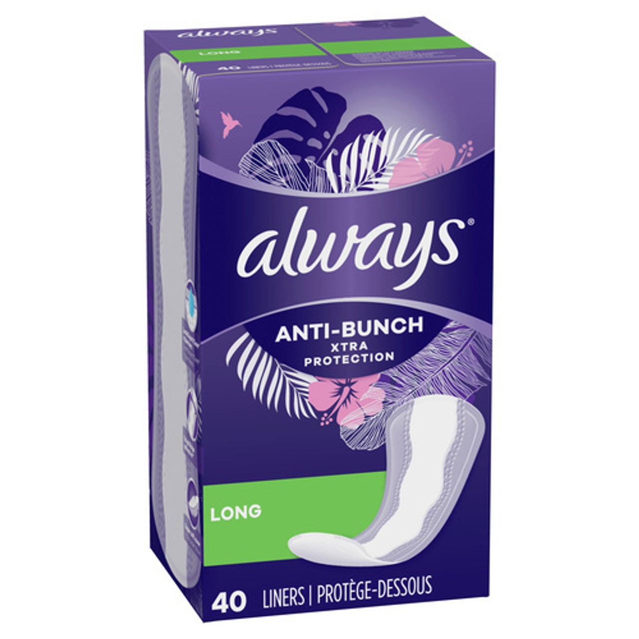 Always Anti Bunch Panty Liners Long Unscented 40 Count - Voilà Online ...