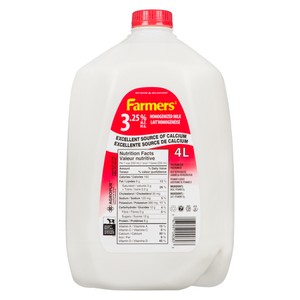 Farmers 3.25% Milk Jug Homogenized 4 L - Voilà Online Groceries & Offers