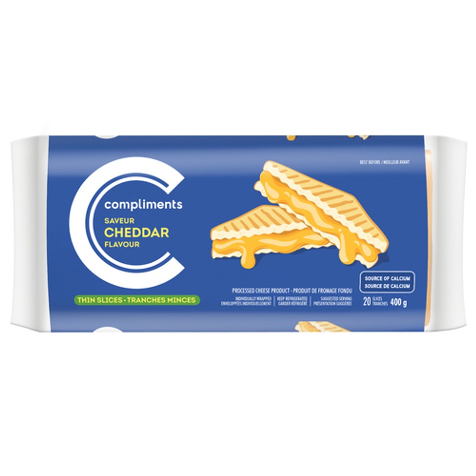 Compliments Thin Sliced Process Cheese Cheddar 20 Slices 400 g - Voilà ...