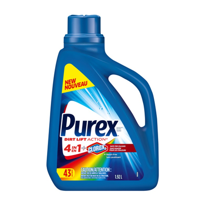 Purex Liquid Laundry Detergent Plus Clorox 2 Dirt Lift 43 Loads 1.92 L ...