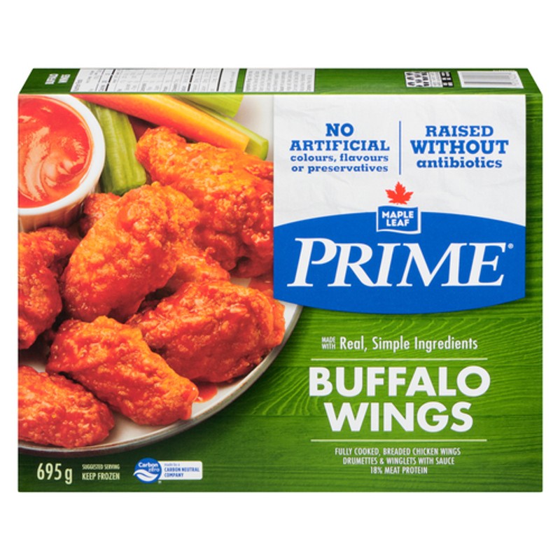 Prime Frozen Chicken Wings Buffalo Style Raised Without Antibiotics 695 ...