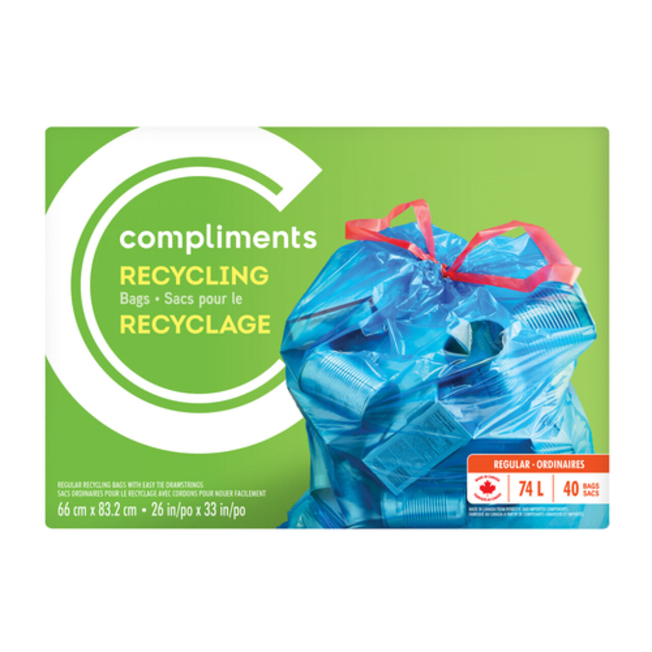 Compliments Recycling Bags Regular 74 L 40 Bags - Voilà Online ...
