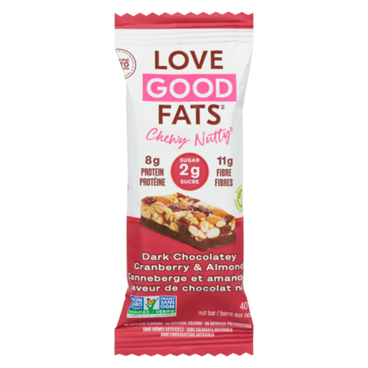 love Good Fats Chewy Nutty Bar Dark Chocolate Cranberry Almond 40 g ...