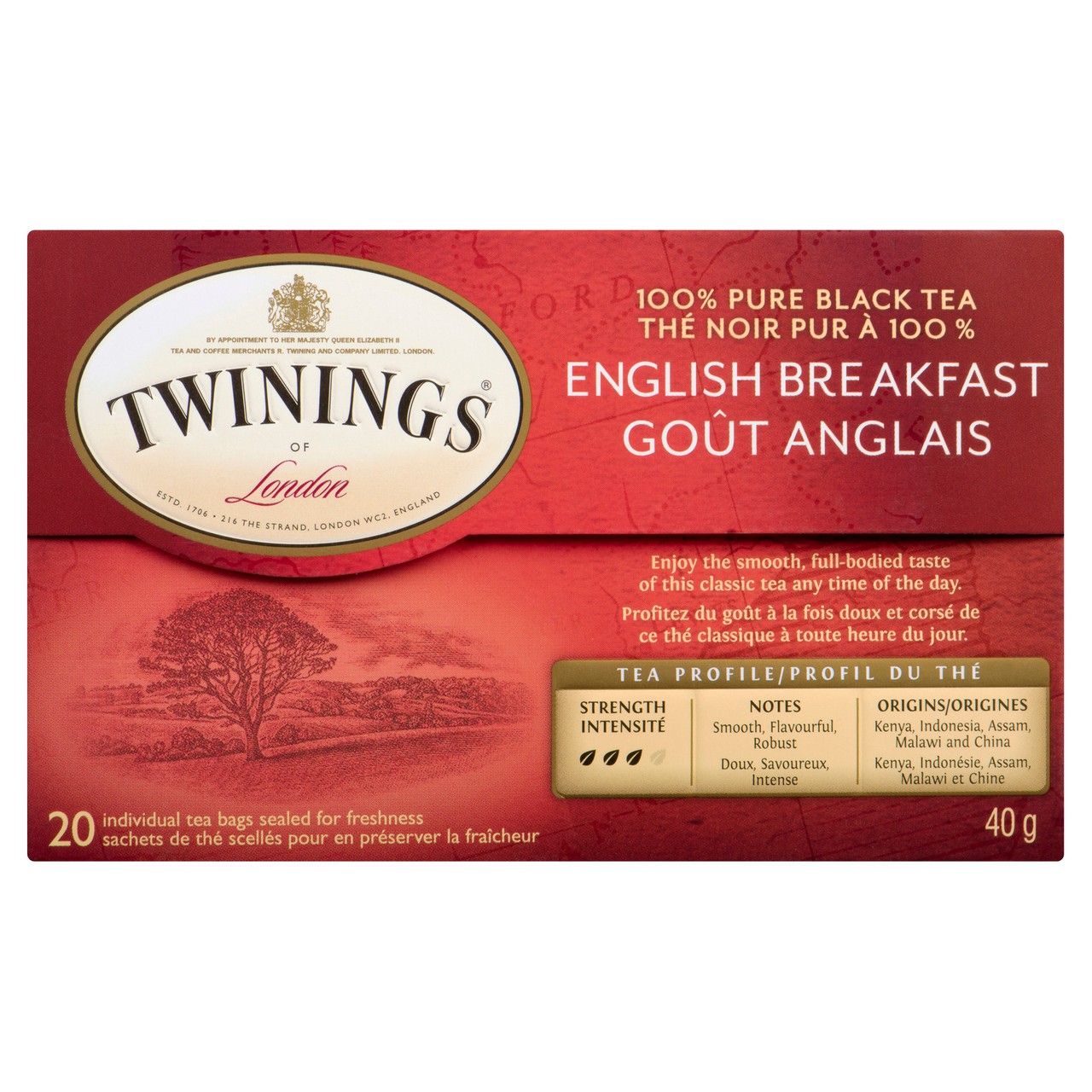 Twinings Tea English Breakfast 100% Pure Black 20 Tea Bags - Voilà ...