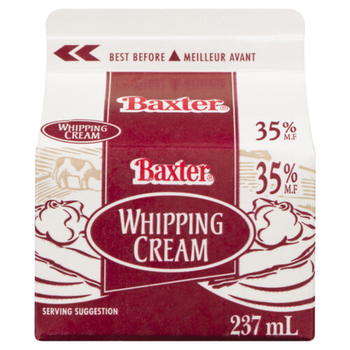 Baxter 35% Whipping Cream 237 ml - Voilà Online Groceries & Offers