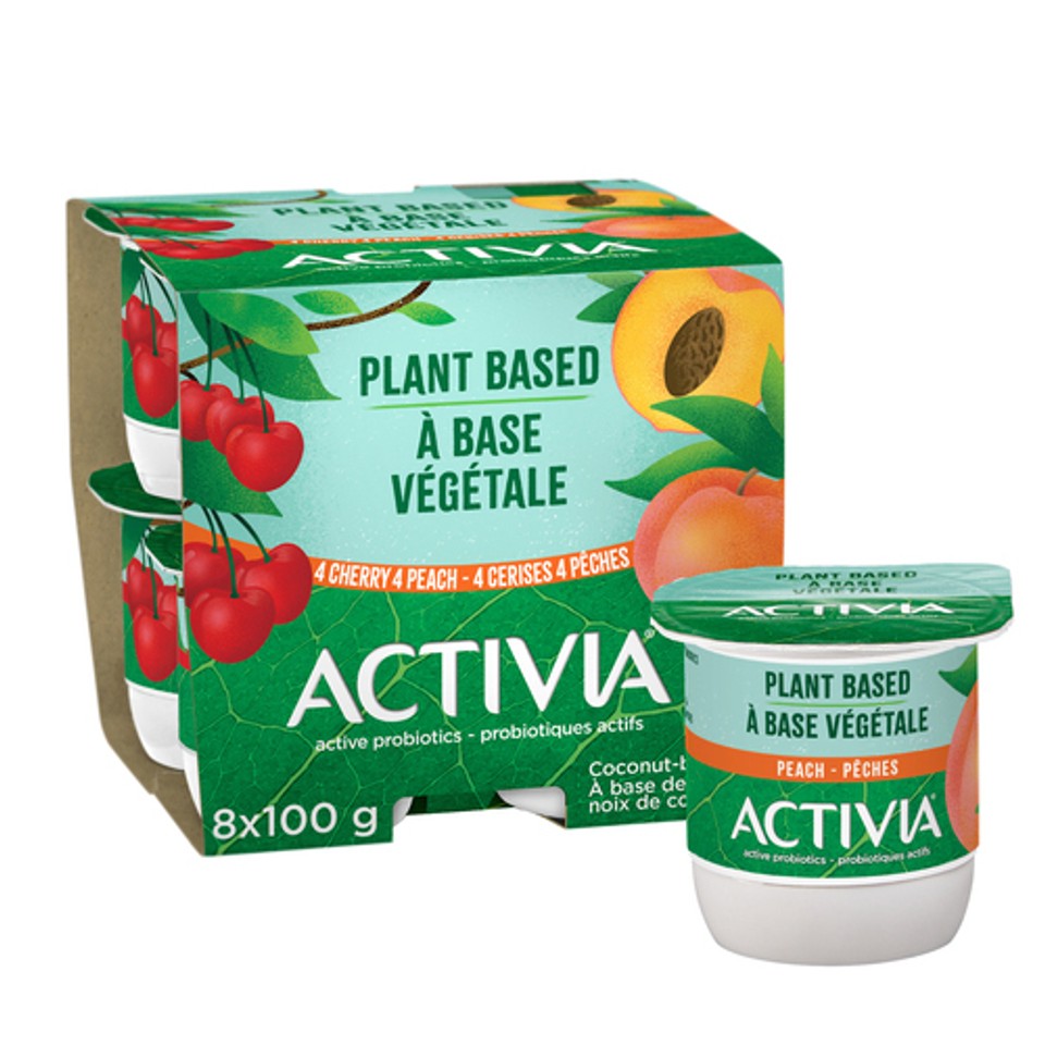 Activia Plant-Based Probiotic Yogurt Cherry and Peach 8 x 100 ml ...
